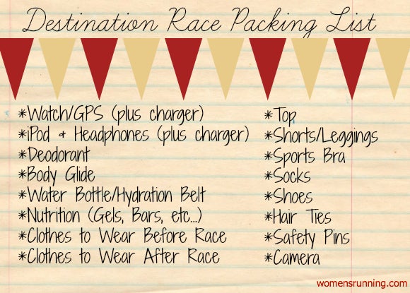 Destination Race Packing List - Women's Running